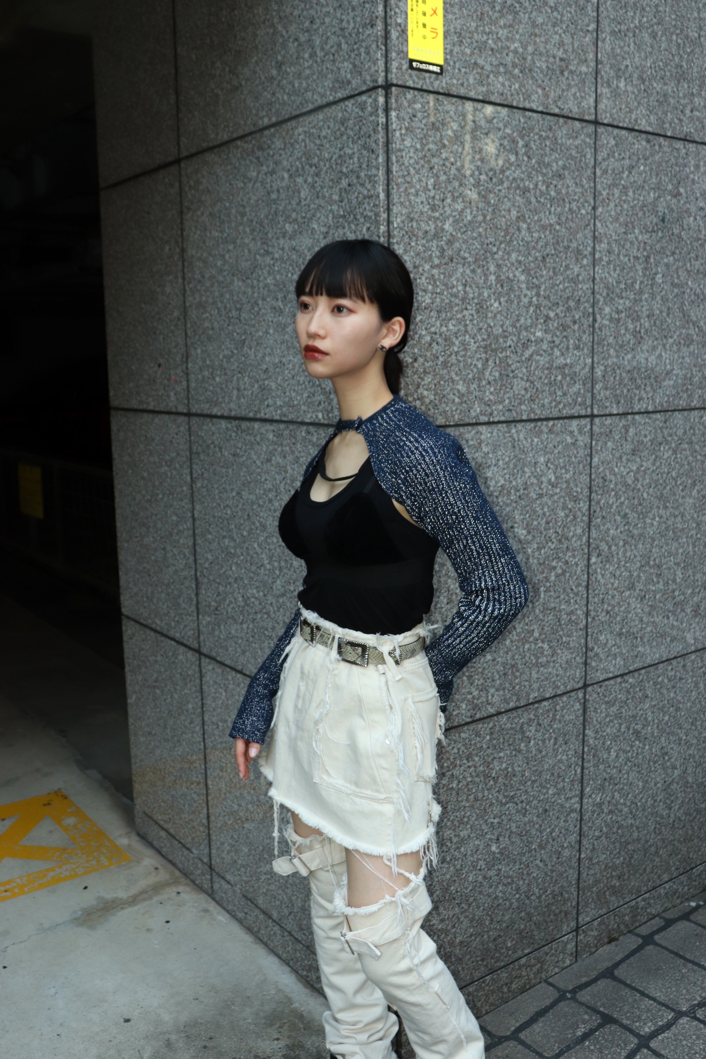 Voltage Control Filter (VOC) Wool Rib Knit Short Bolero Black ｜ Palette ...
