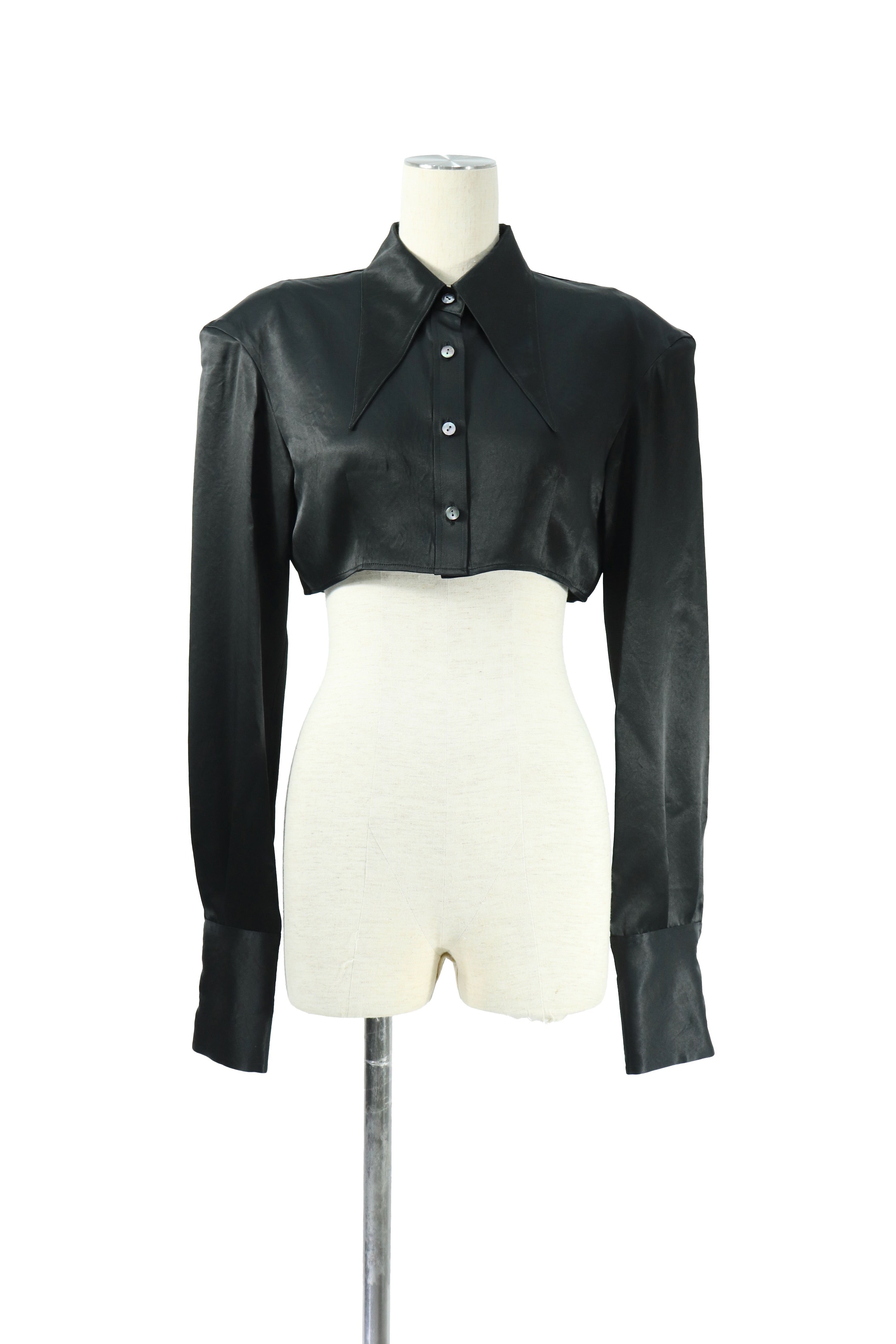 SHIORI MIKATA(シオリ ミカタ)のsatin power pad shirt BLACK(トップス)の通販｜PALETTE art ...