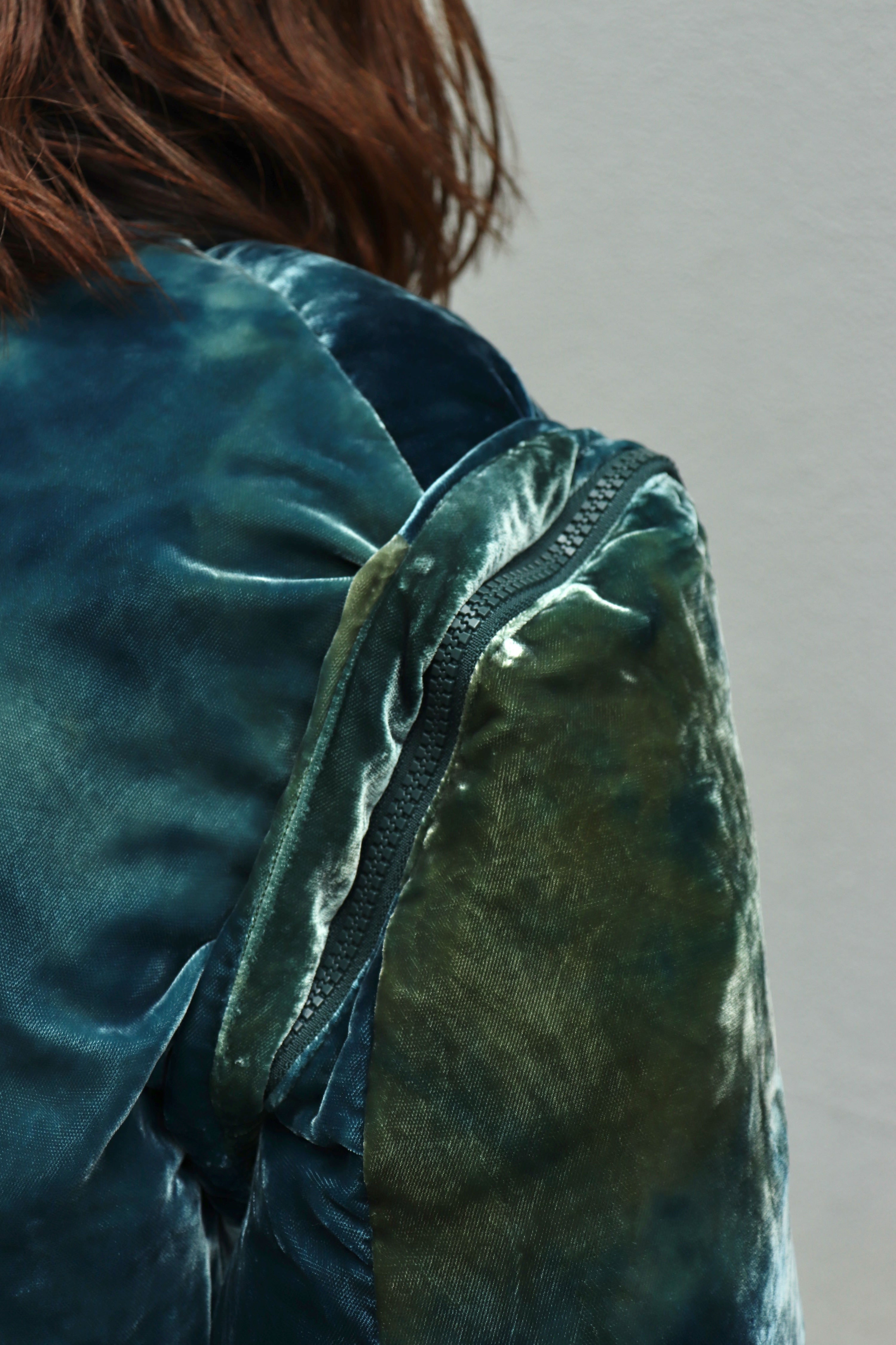 Masu's Velvet Puffer Jacket Emerald Mail Order | Palette Art Alive ...